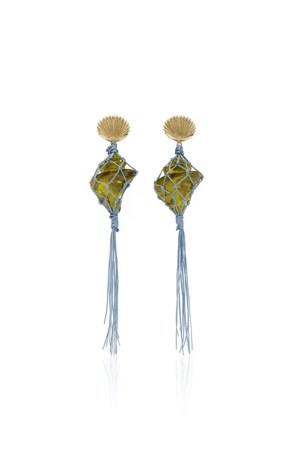 ALEMAIS Ona Macrame Shell Drop Earrings