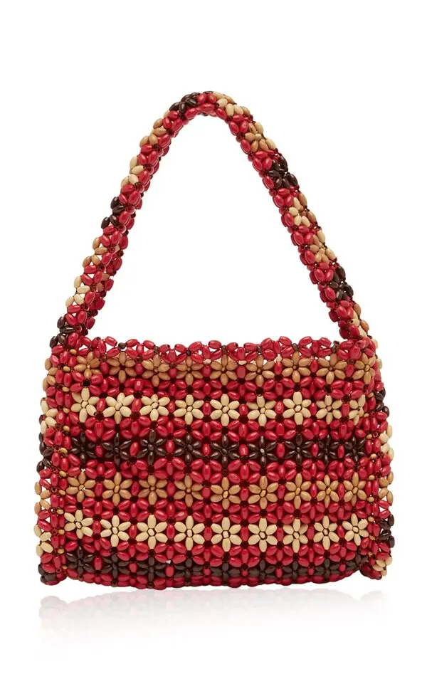 ALEMAIS Wood Bead Flower Barrel Bag