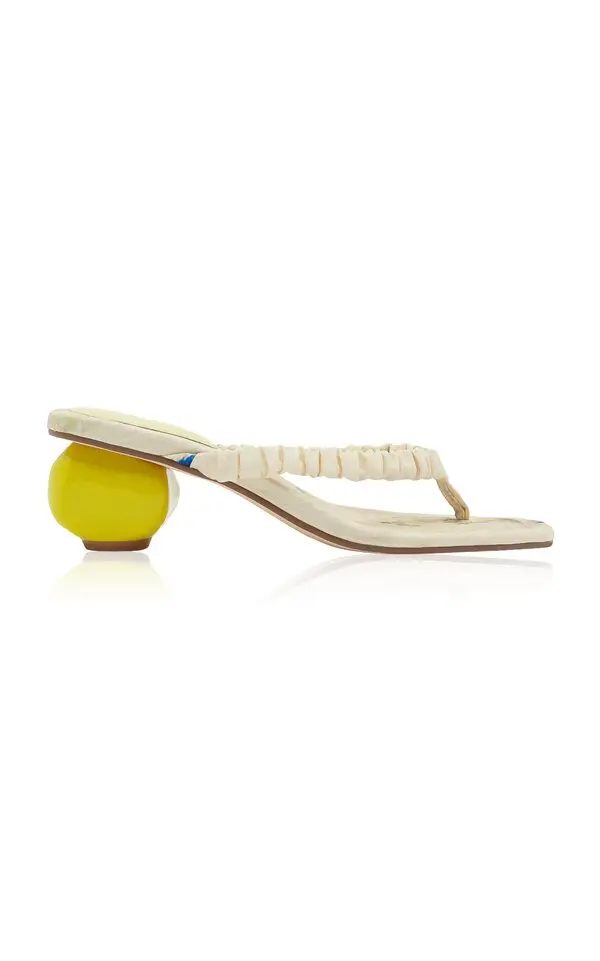 ALEMAIS Blanca Rouched Heel Thong Sandal - Ivory
