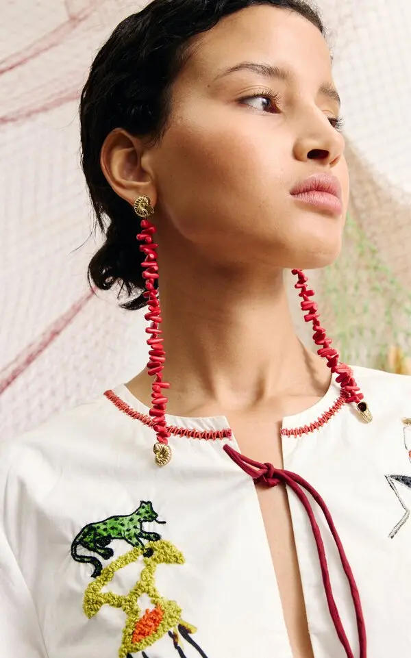 ALEMAIS Ona Shell Beaded Drop Earrings