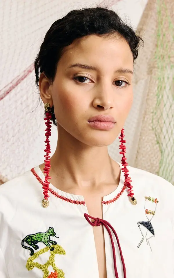 ALEMAIS Ona Shell Beaded Drop Earrings
