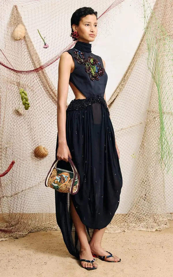 ALEMAIS Lucena Beaded Barrel Bag