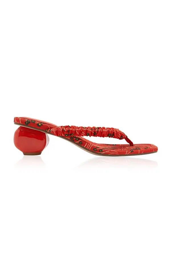 ALEMAIS Bonetta Rouched Heel Thong Sandal - Red