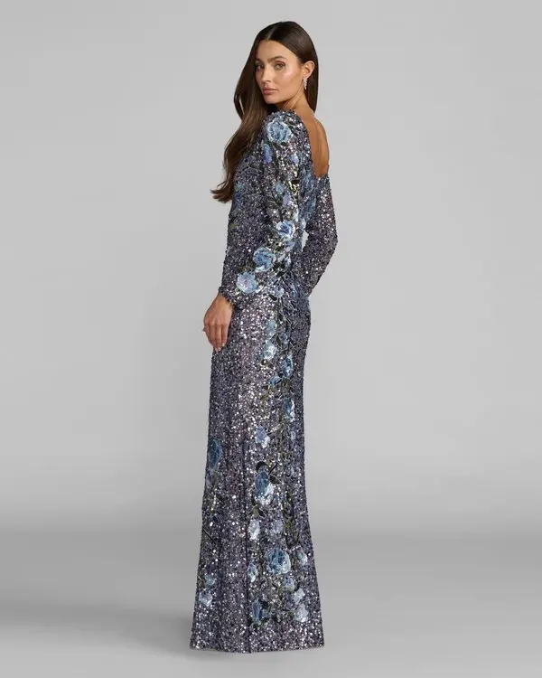 Mac Duggal Sequined Floral Gown