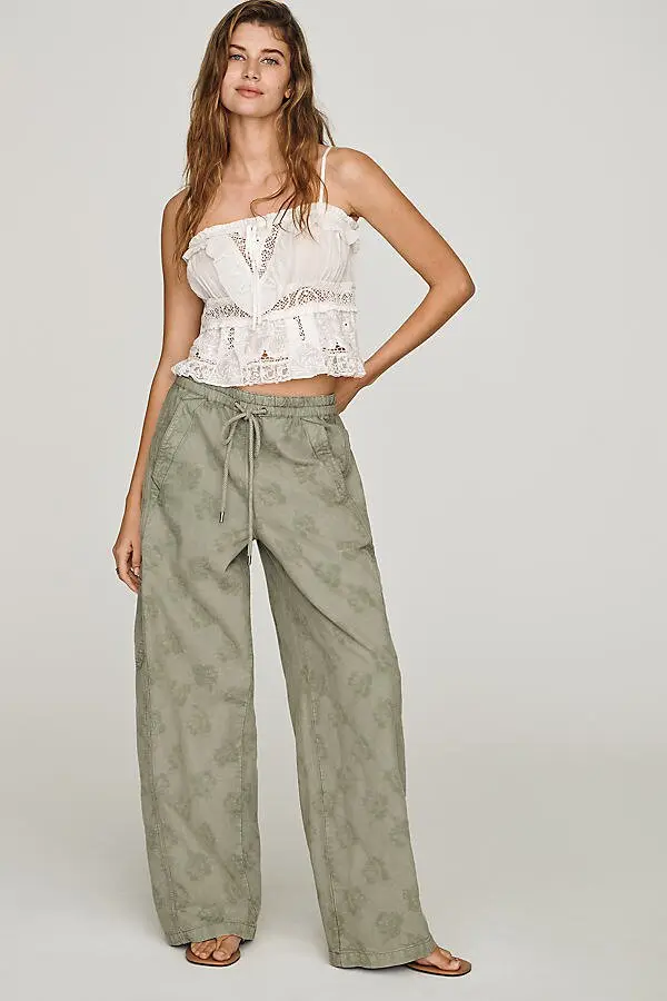 PILCRO Izzie Relaxed Full-length Cargo Barrel Pants - Storm Gray
