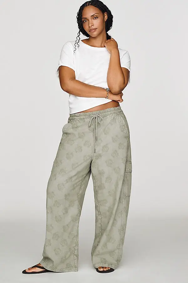 PILCRO Izzie Relaxed Full-length Cargo Barrel Pants - Storm Gray
