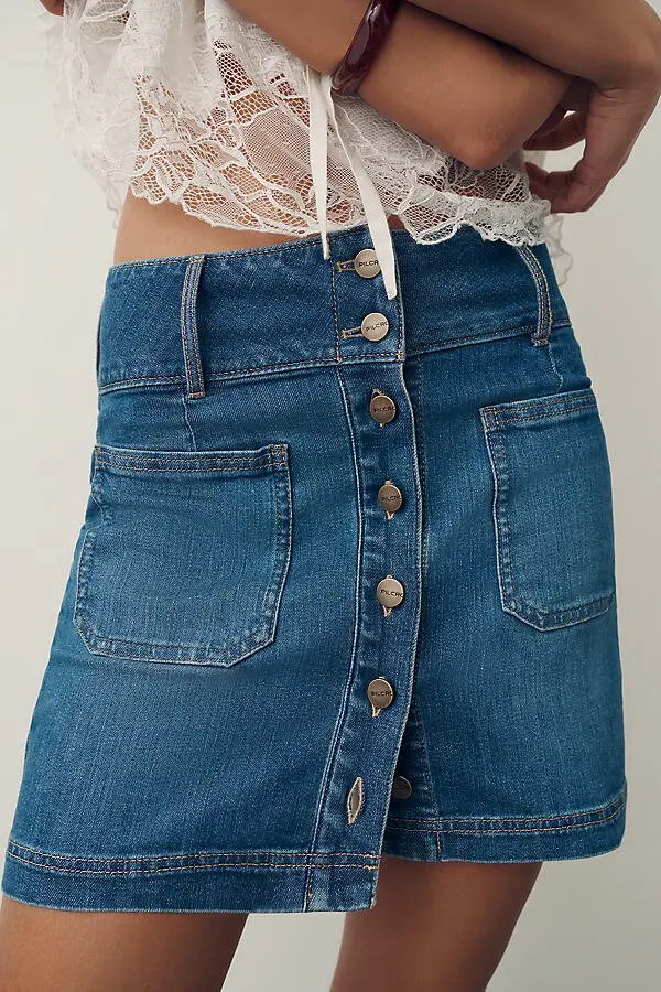 PILCRO Utility Denim Mi Skirt