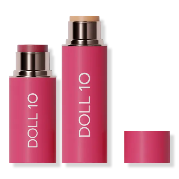 DOLL 10 Peptide Power Couple Blur Stick Foundation And Blush Duo - Medium