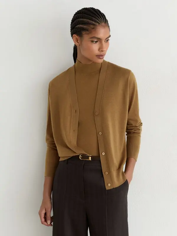 REISS Simi Merino Wool V-neck Cardigan