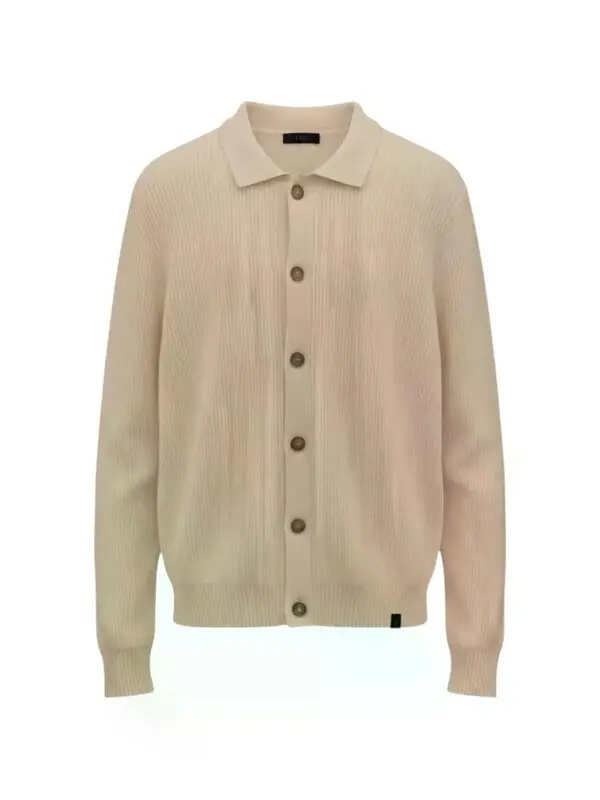 FAY Ribbed Knit Polo Cardigan