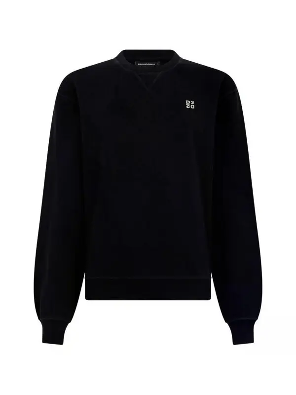 Dsquared2 Upside Down Logo Cotton Fleece Sweatshirt - Black