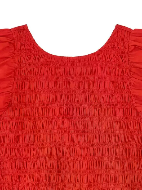 GANNI Shirred Ruffled Peplum Blouse