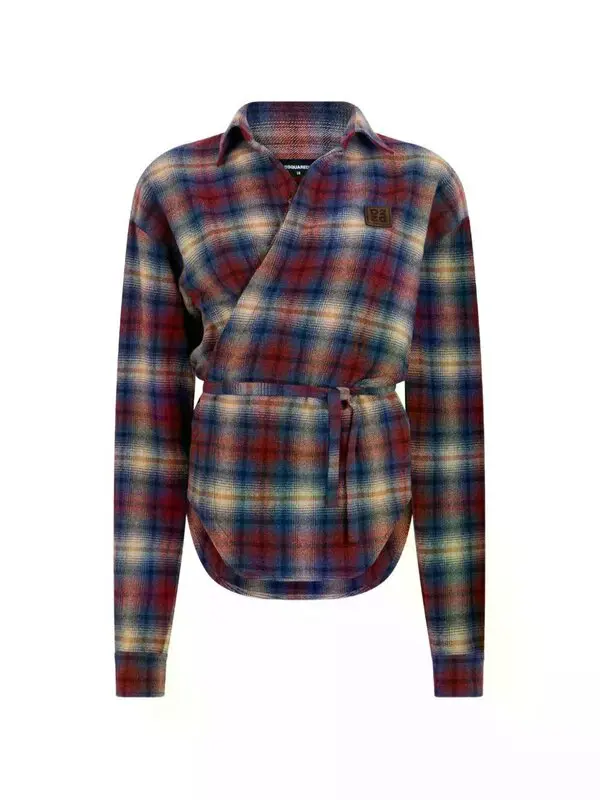 Dsquared2 Checked Wool Flannel Wrap Shirt