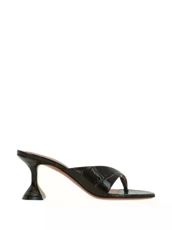 Amina Muaddi Shiona Croc-effect Leather Sandals - Brown