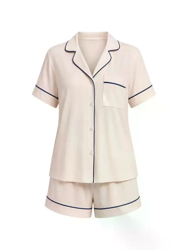 Eberjey Gisele Contrast-piping Pyjamas Set - Neutrals