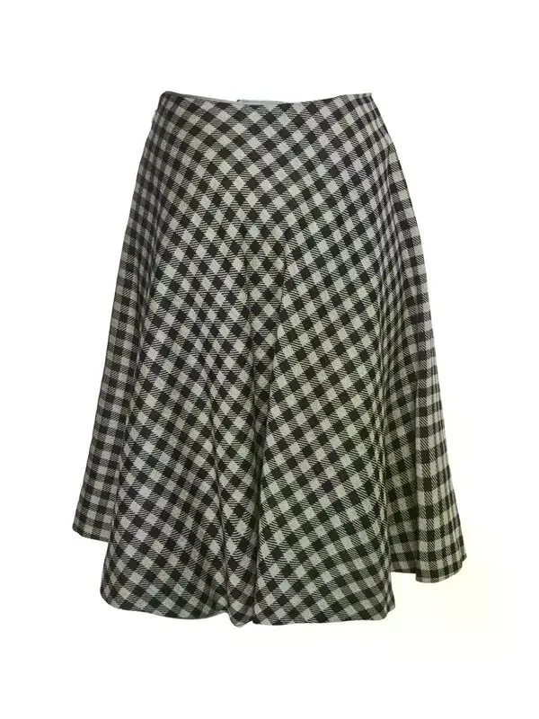 Prada Checkered A-line Midi Skirt