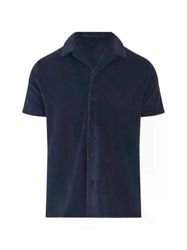 PATRICK ASSARAF Terry-texture Short-sleeve Shirt - Blue