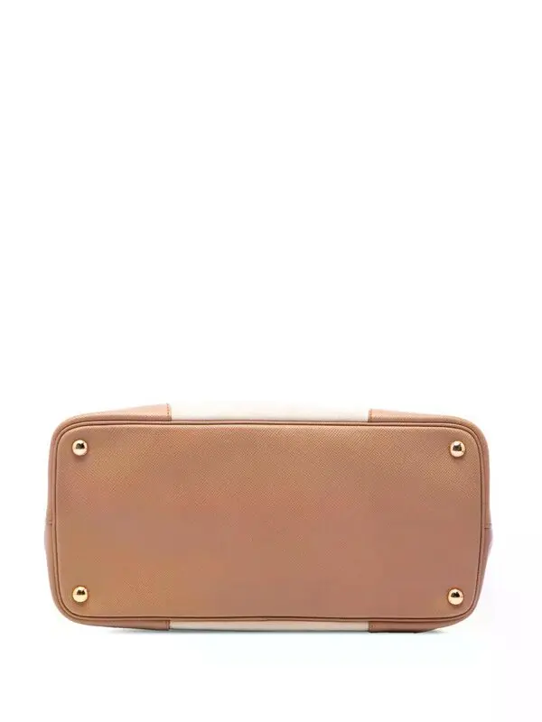 Prada Medium Canvas And Saffiano Cuir Double Satchel