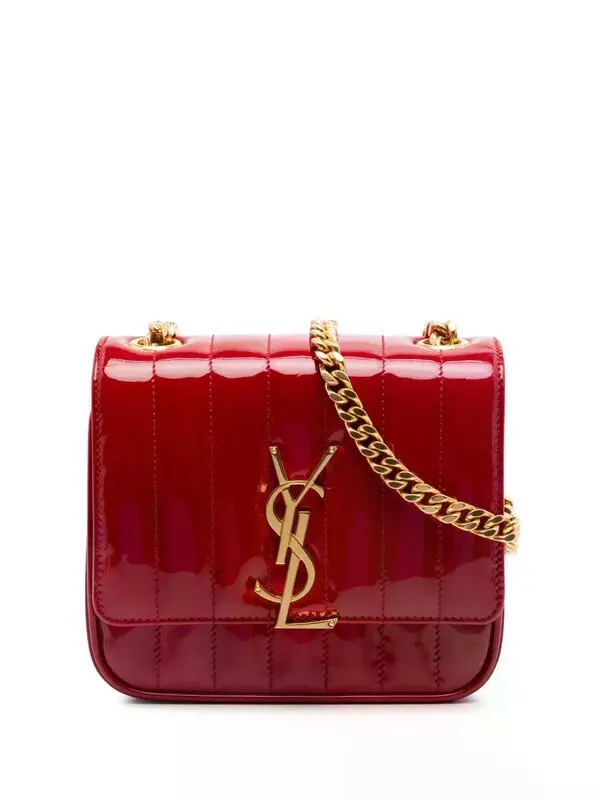 Saint Laurent Patent Monogram Vicky Chain Bag - Red