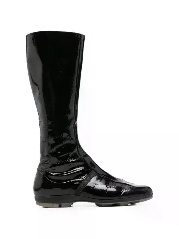 Prada Patent-leather Knee-high Boots - Black