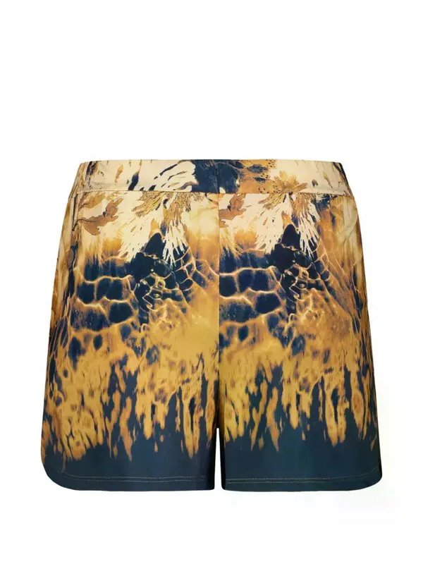 Alberta Ferretti Abstract Print Curved Hem Shorts
