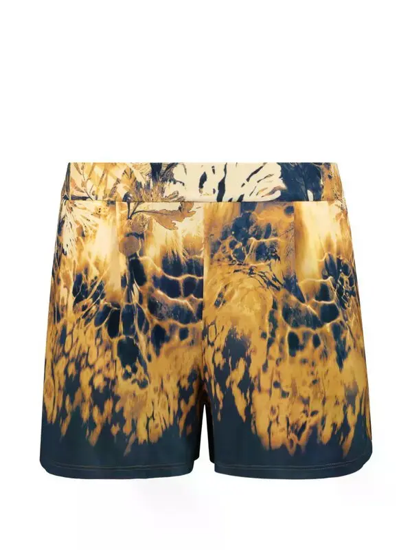 Alberta Ferretti Abstract Print Curved Hem Shorts