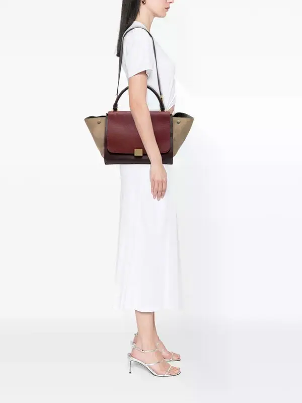 Celine Medium Tricolor Leather Trapeze Satchel