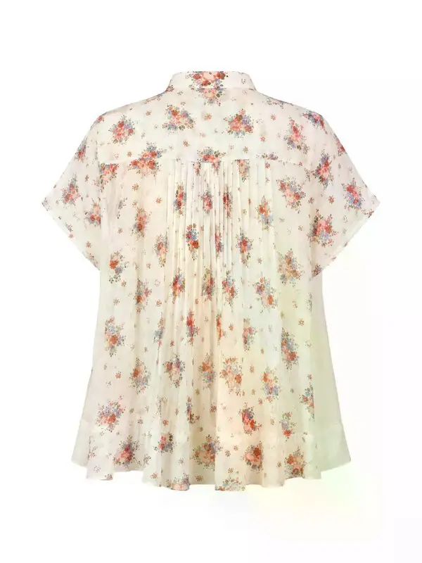 DHAARI Off-white Floral Print Pleated Shirt - Neutrals