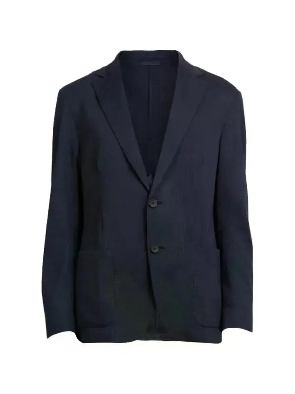 FRADI Seersucker Single-breasted Blazer - Blue