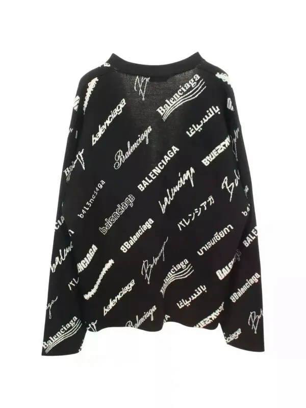 Balenciaga 2010s Logo Knit Cardigan - Black