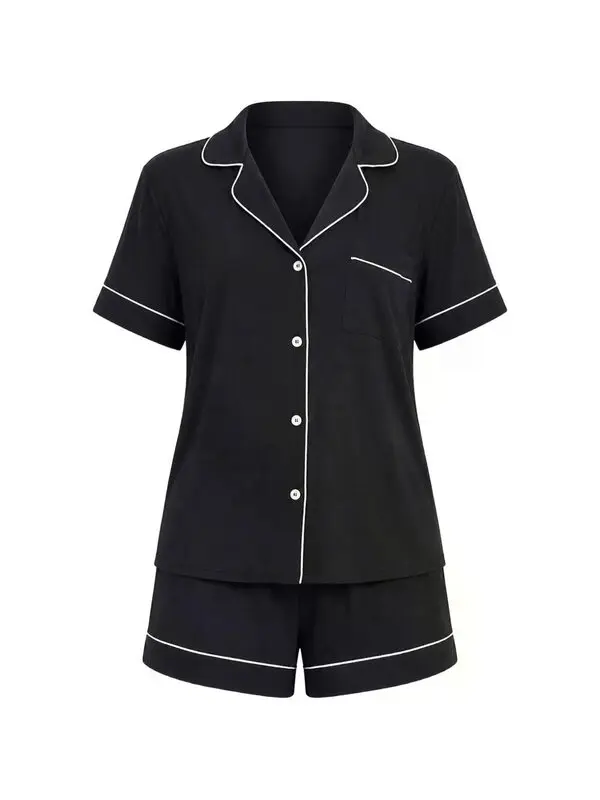 Eberjey Gisele Piping-detail Pajamas - Black