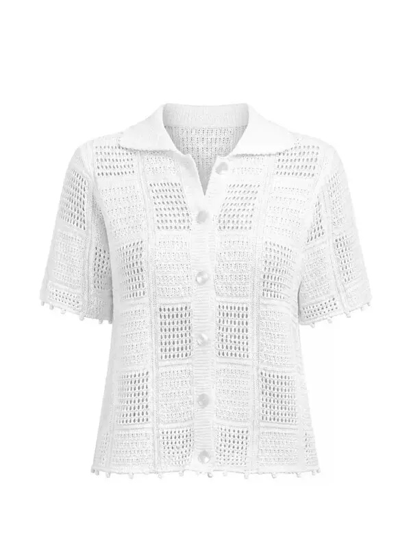 Autumn Cashmere Patchwork Bobble-trim Shirt - White