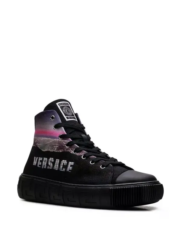 Versace Greca High-top Sneakers - Black