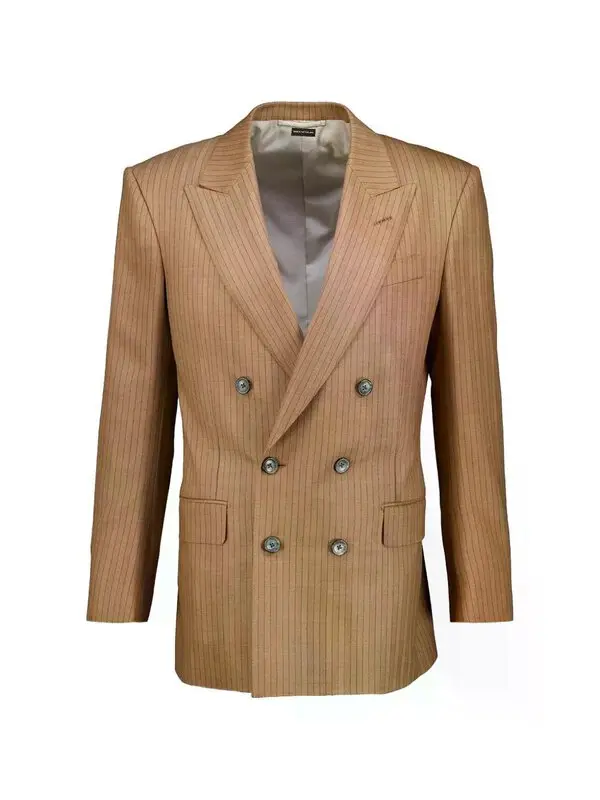 TOM FORD Stripe-print Double-breasted Jacket - Neutrals
