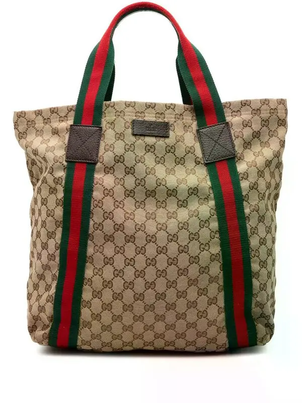 Gucci Gg Canvas Web Tote Bag