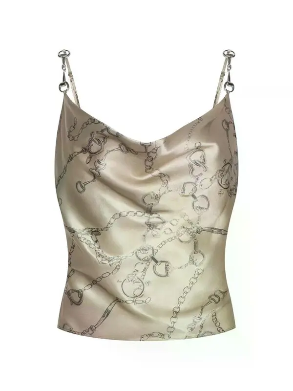 L'Agence Calista Horsebit-print Top - Neutrals