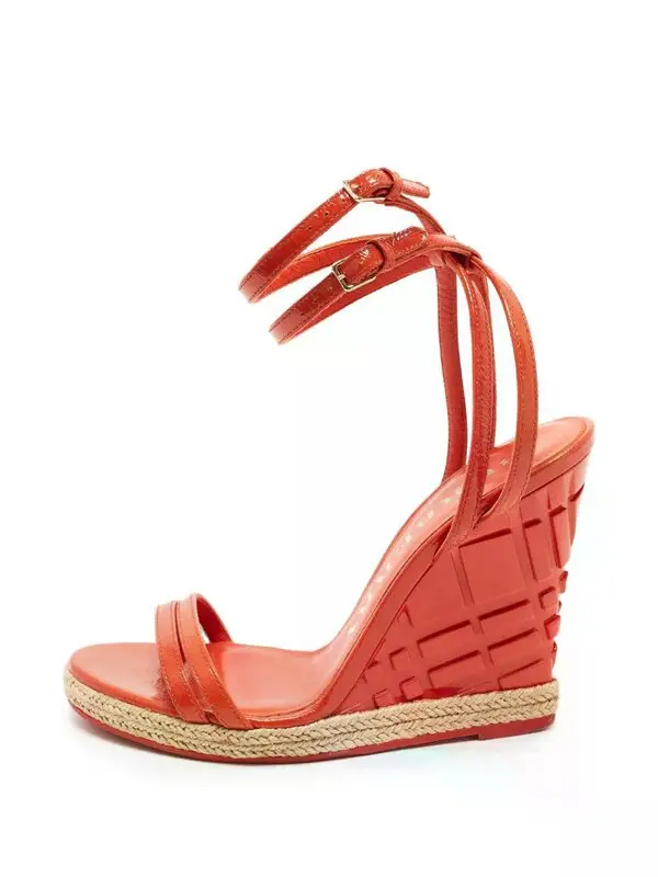 Burberry Hassendean Criss-cross Wedge Sandals - Orange