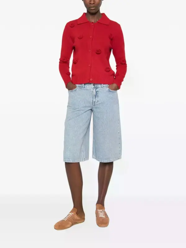 Stine Goya Floral Appliqué Polo Cardigan