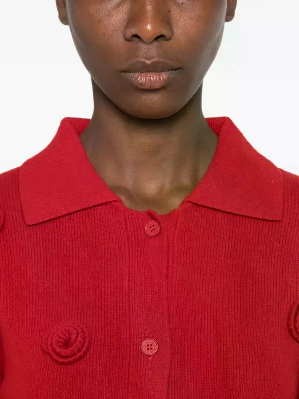 Stine Goya Floral Appliqué Polo Cardigan