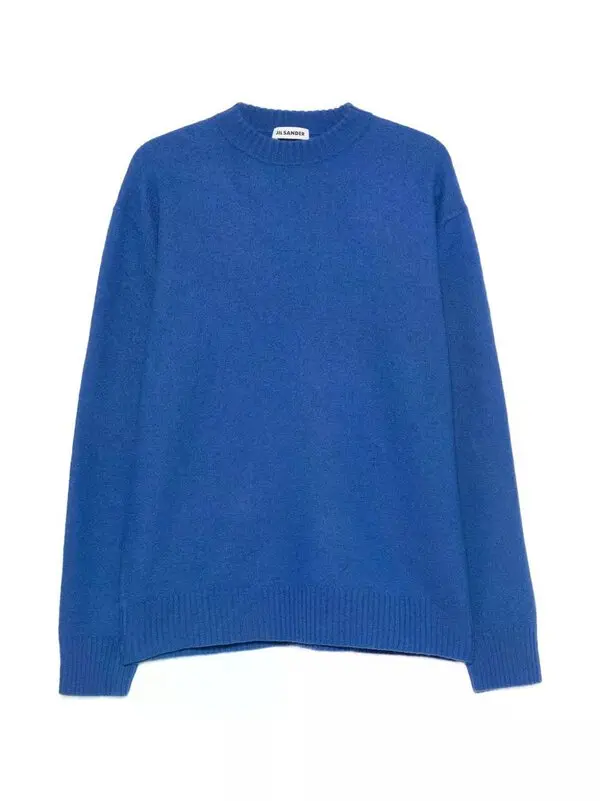 JIL SANDER Ribbed-knit Trim Wool Sweater - Blue