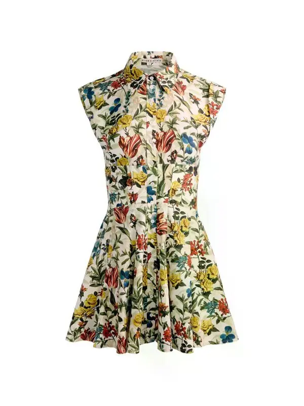 Alice + Olivia Kim Floral-print Shirt Mini Dress - Neutrals