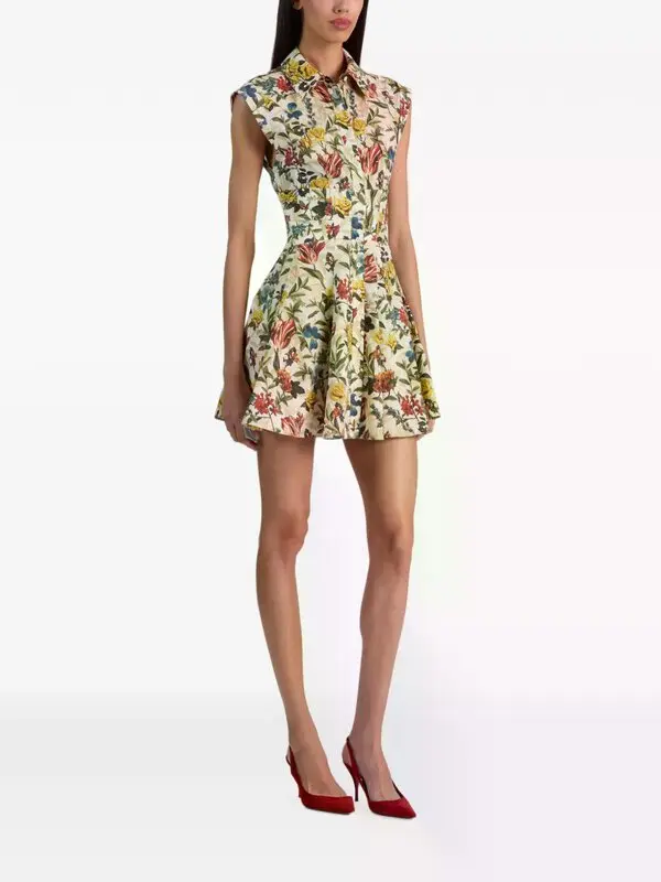 Alice + Olivia Kim Floral-print Shirt Mini Dress