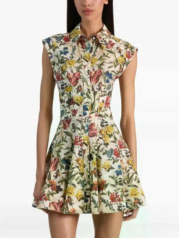 Alice + Olivia Kim Floral-print Shirt Mini Dress