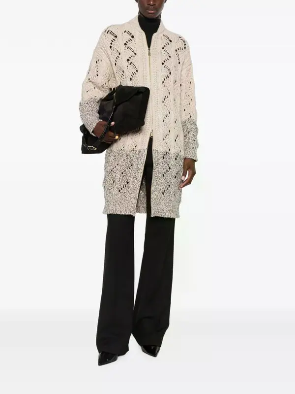 Fabiana Filippi Open-knit Zip-up Cardigan - Neutrals