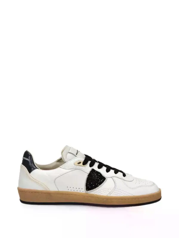 Philippe Model Glitter-patchwork Leather Sneakers - White