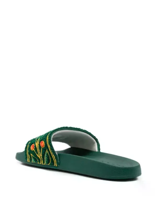 Casablanca Floral Embroidered Slides