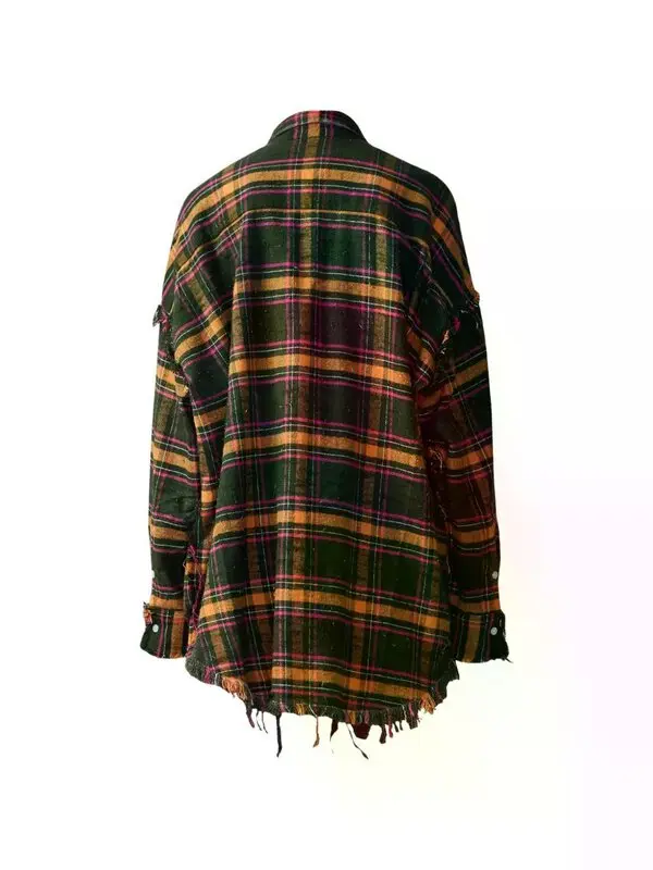 R13 Distressed Check-pattern Shirt