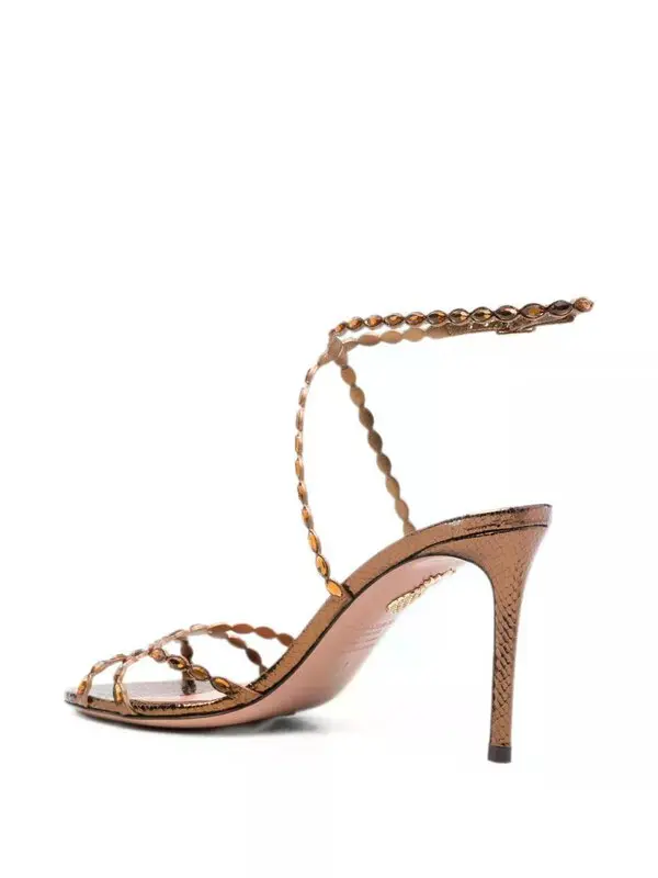 AQUAZZURA Love Struck Crystal-embellished Sandals - Brown
