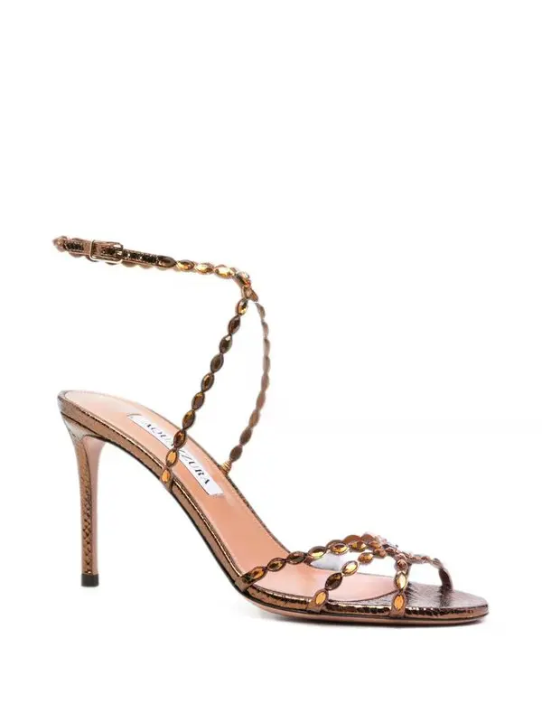 AQUAZZURA Love Struck Crystal-embellished Sandals - Brown