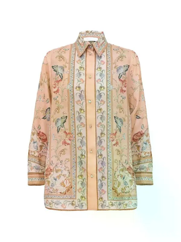 Zimmermann Roselight Relaxed Silk Habutae Shirt - Pink